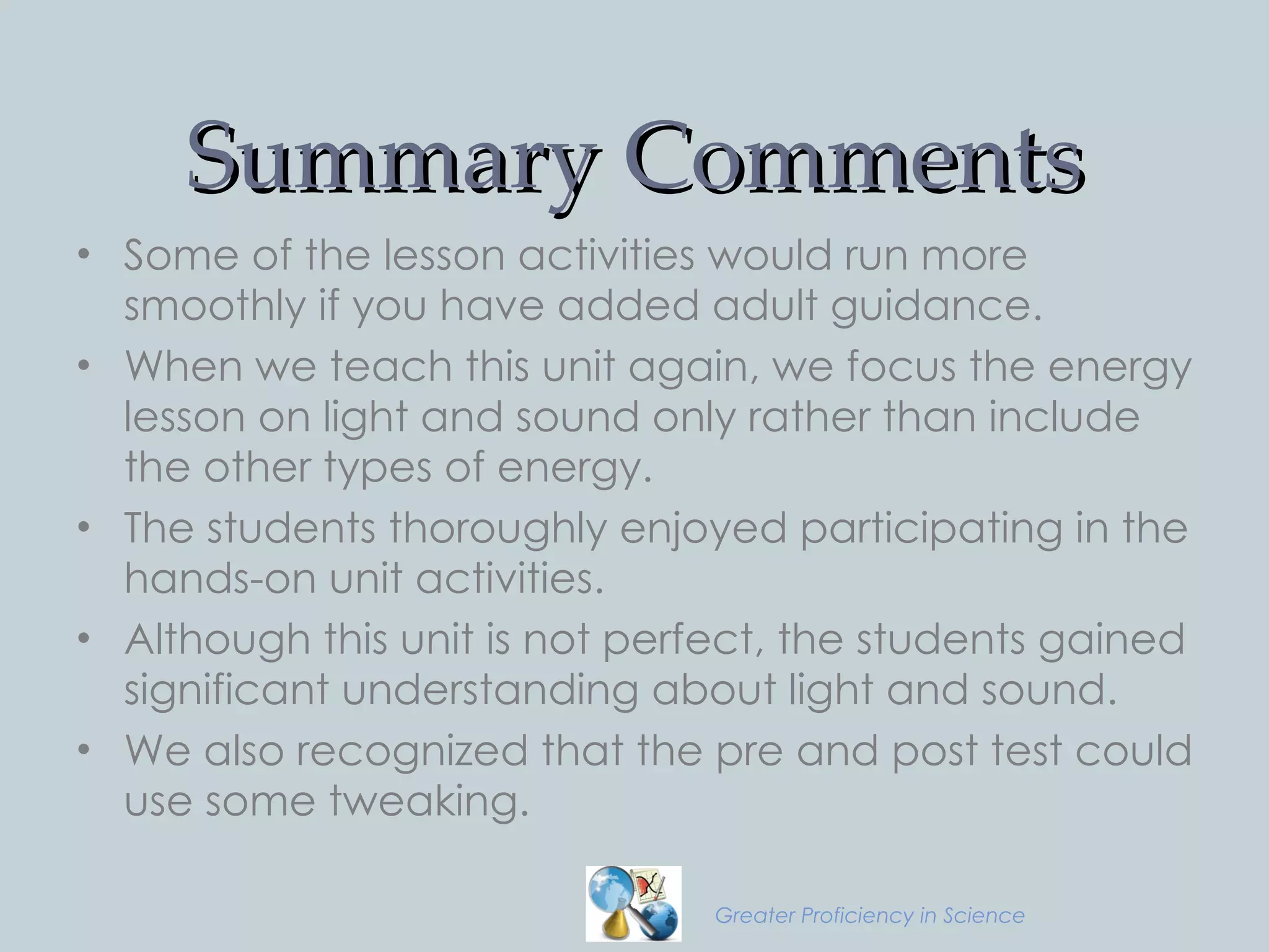 Light and Sound Unit Overview - Grade 3 | PPT