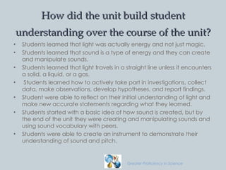 Light and Sound Unit Overview - Grade 3 | PPT | Educational Assessment ...