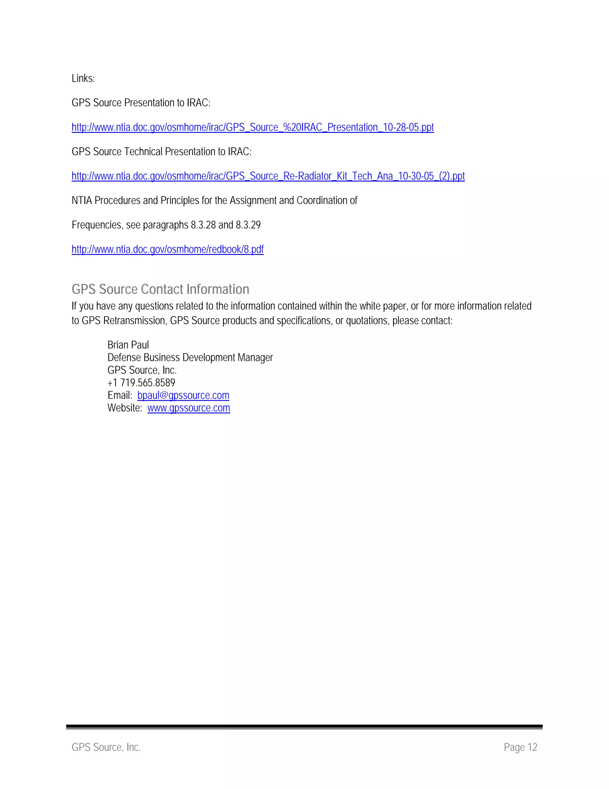 GPS Retransmission Introduction | PDF