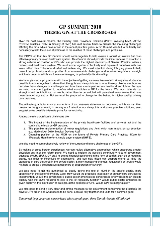 Gp summit 2010 | PDF