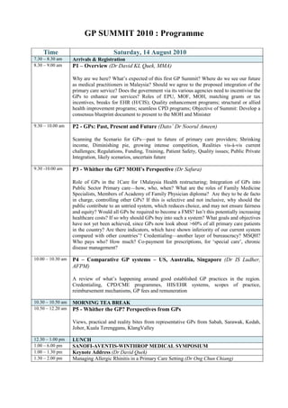 Gp summit 2010 programme | PDF