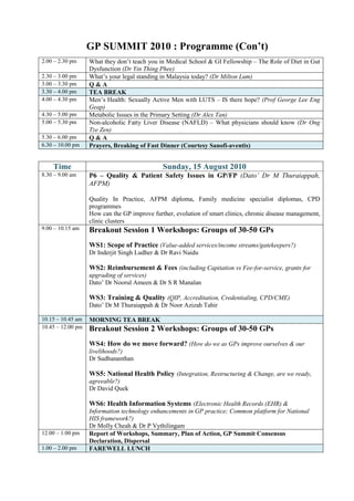 Gp summit 2010 programme | PDF