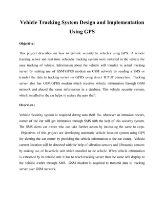 Gps vehicle tracking | DOCX | Auto Navigation Systems | Auto Technology