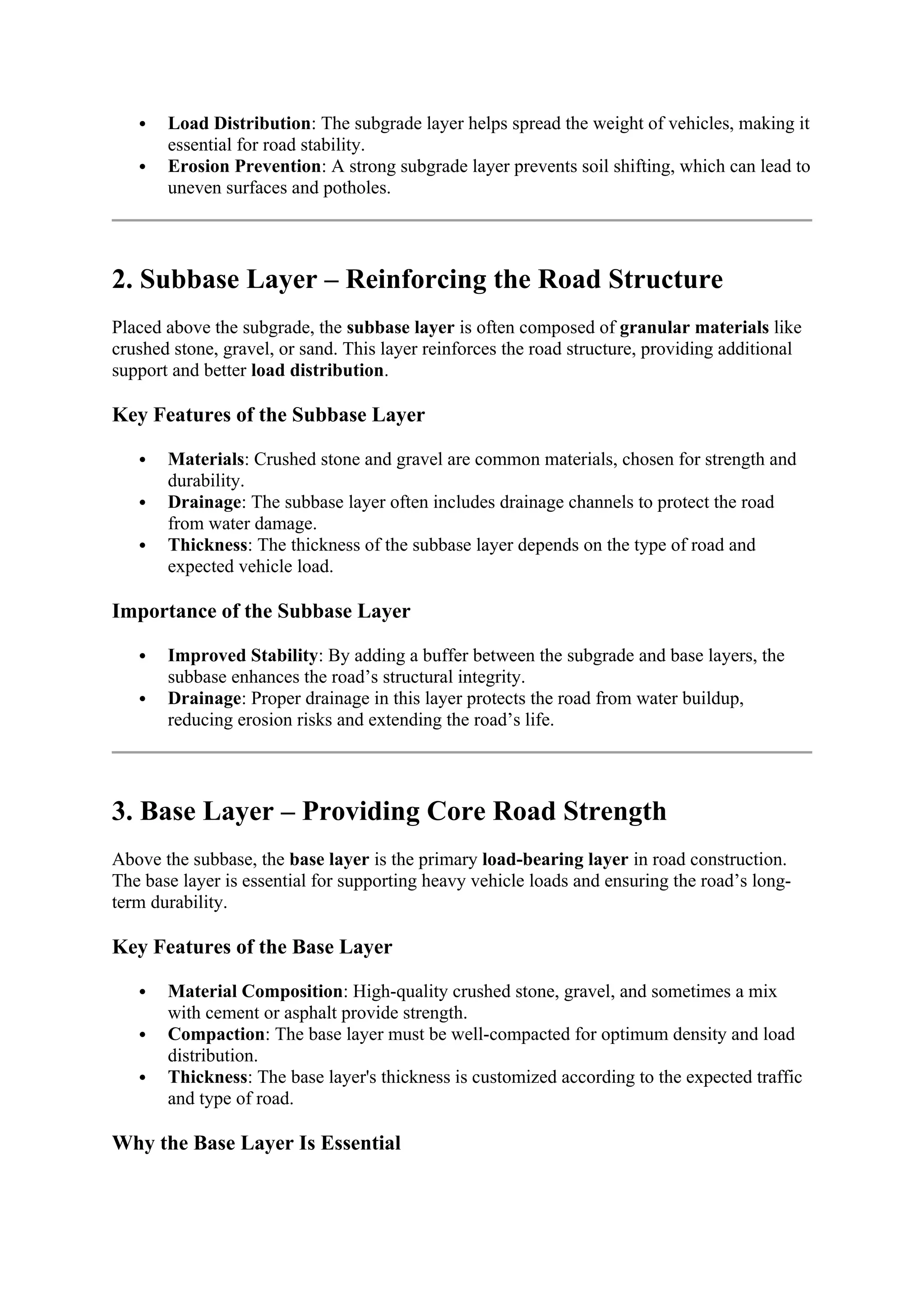What are the 4 layers of road construction? | DOCX