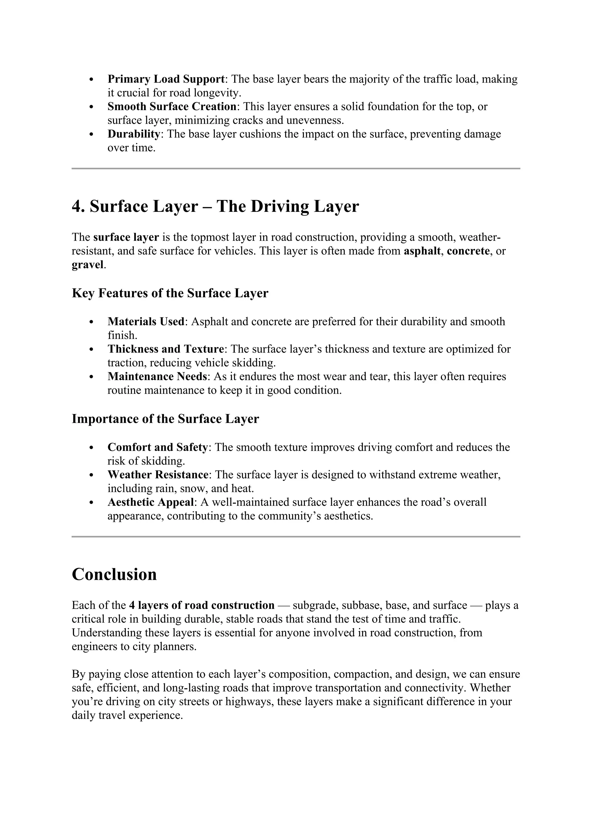 What are the 4 layers of road construction? | DOCX