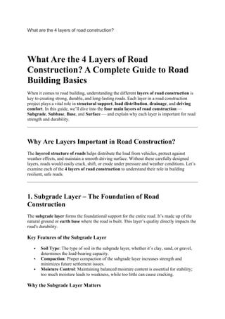 What are the 4 layers of road construction? | DOCX