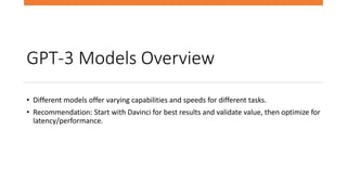 GPT-3 Models Overview | PPTX