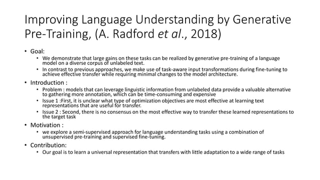 Gpt1 and 2 model review | PPTX | Web Development | Internet