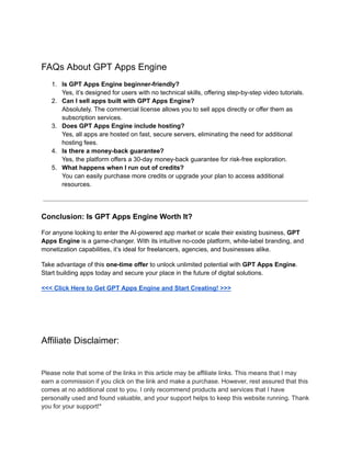 GPT Apps Engine Review 2024: Redefining No-Code AI App Development | PDF