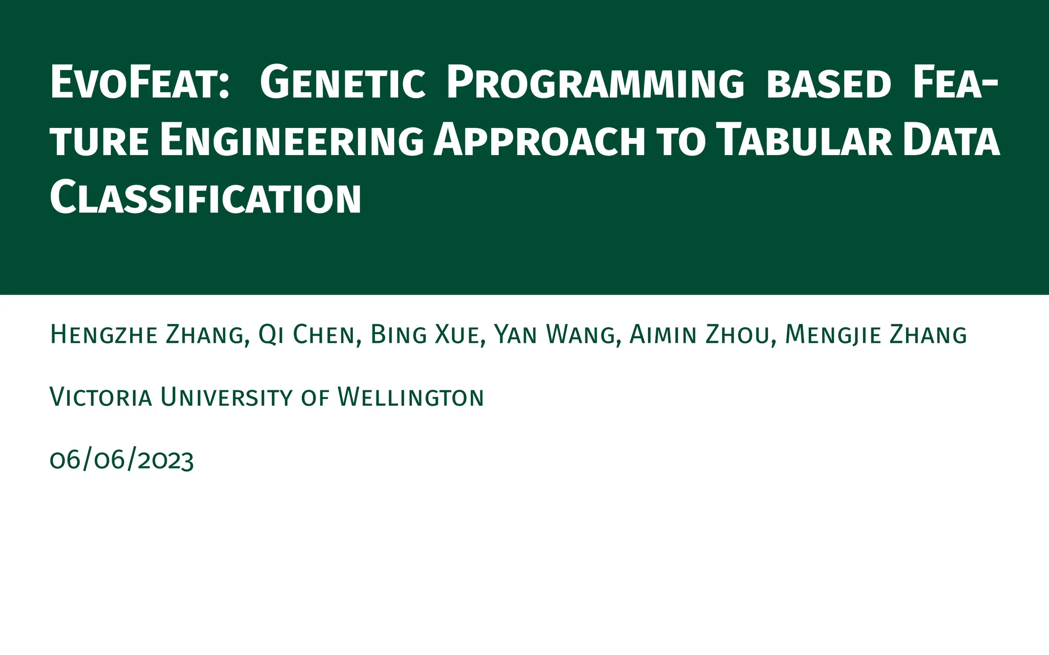 EvoFeat: Genetic Programming-based Feature Engineering Approach to Tabular Data Classification | PDF