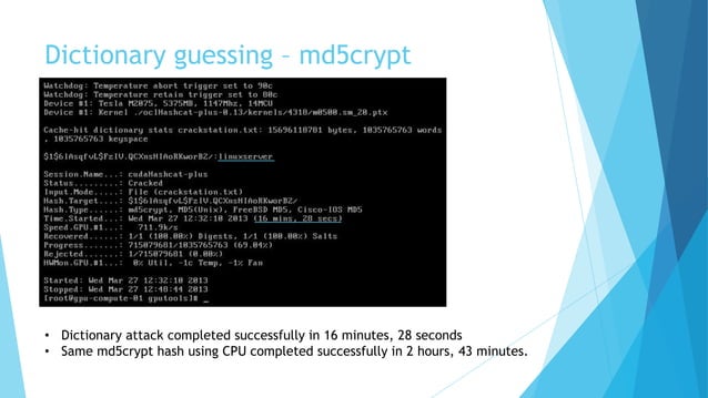 GPU based password recovery on Linux. TXLF 2013 | PPT