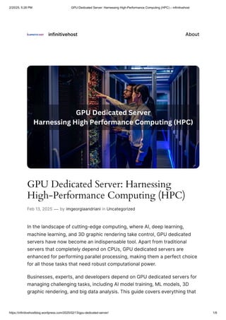 GPU Dedicated Server Harnessing High-Performance Computing (HPC) | PDF