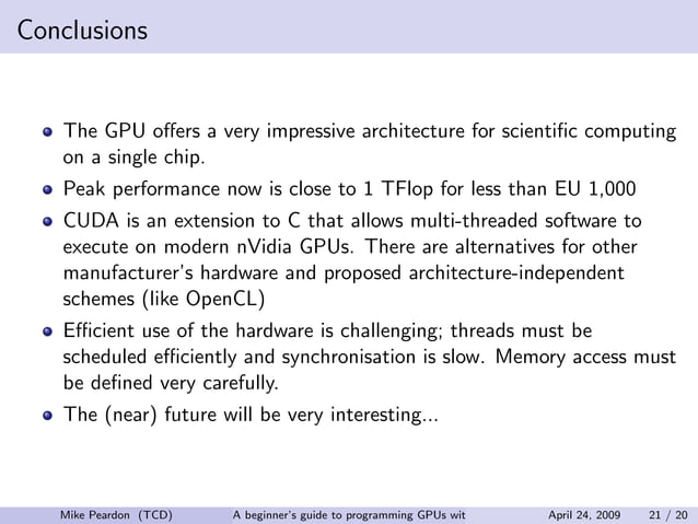 A beginner’s guide to programming GPUs with CUDA | PPT