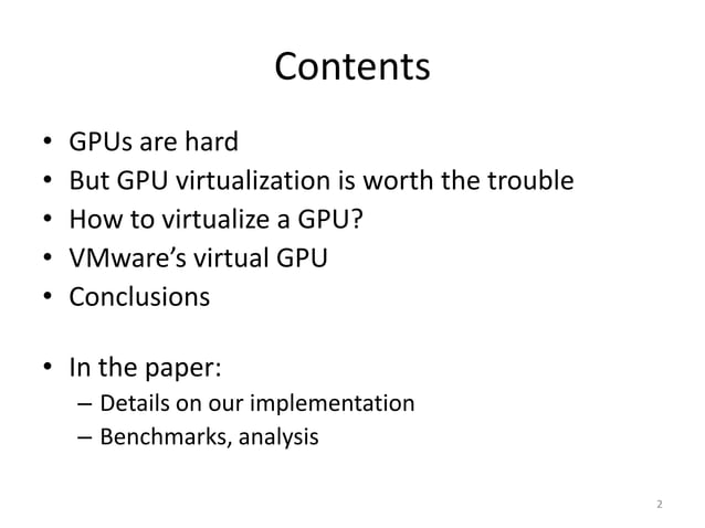 GPU Virtualization on VMware's Hosted I/O Architecture | PPT