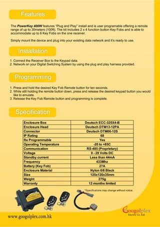 Googolplex PowerKey 400W | PDF