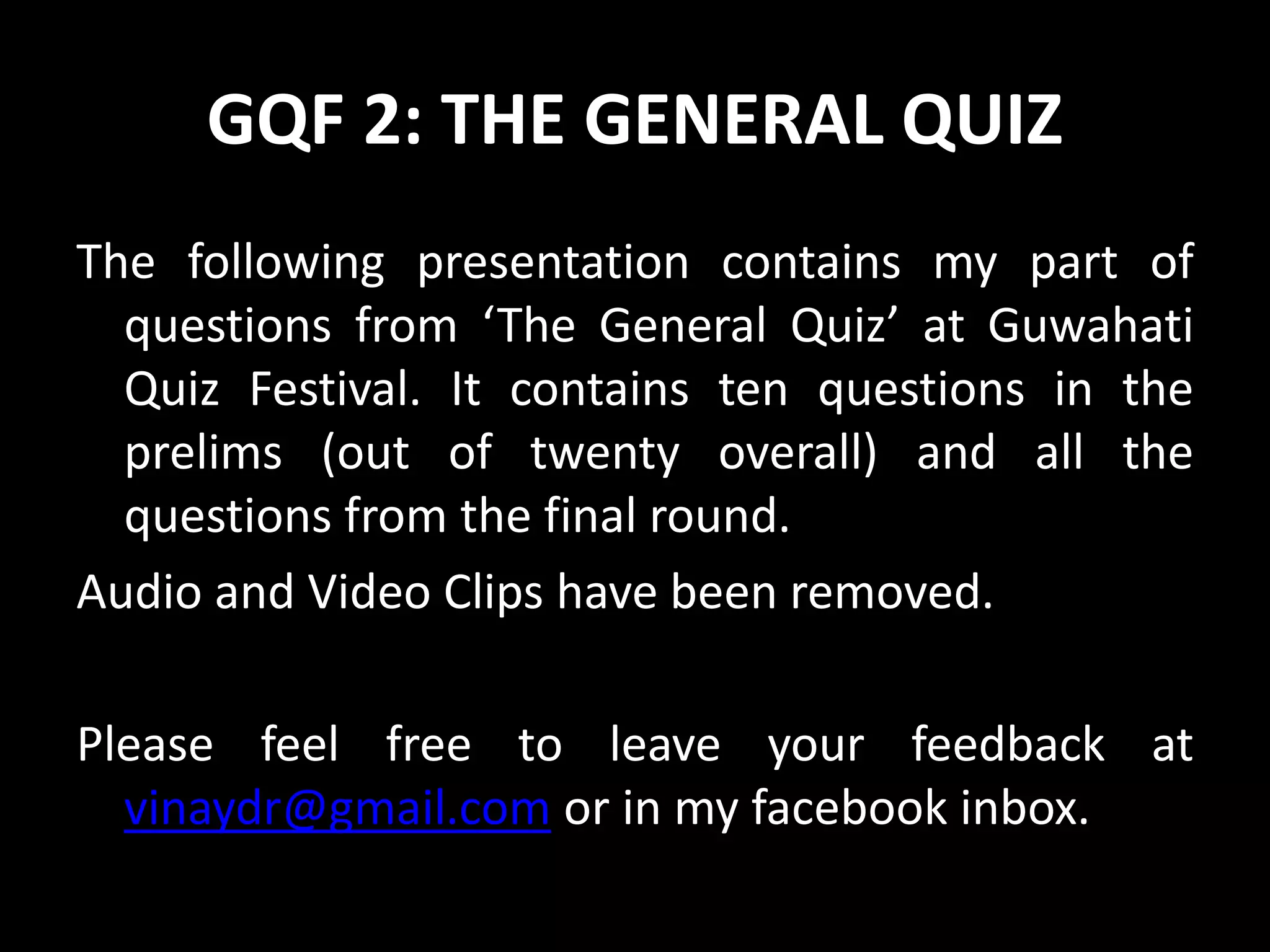 Gqf 2 the general quiz | PPT