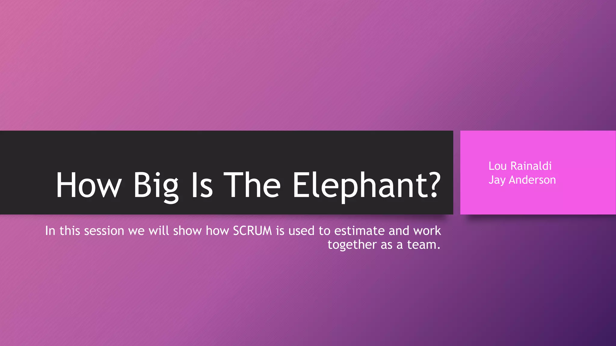 How big is the elephant (Agile Talk for kids) | PPTX