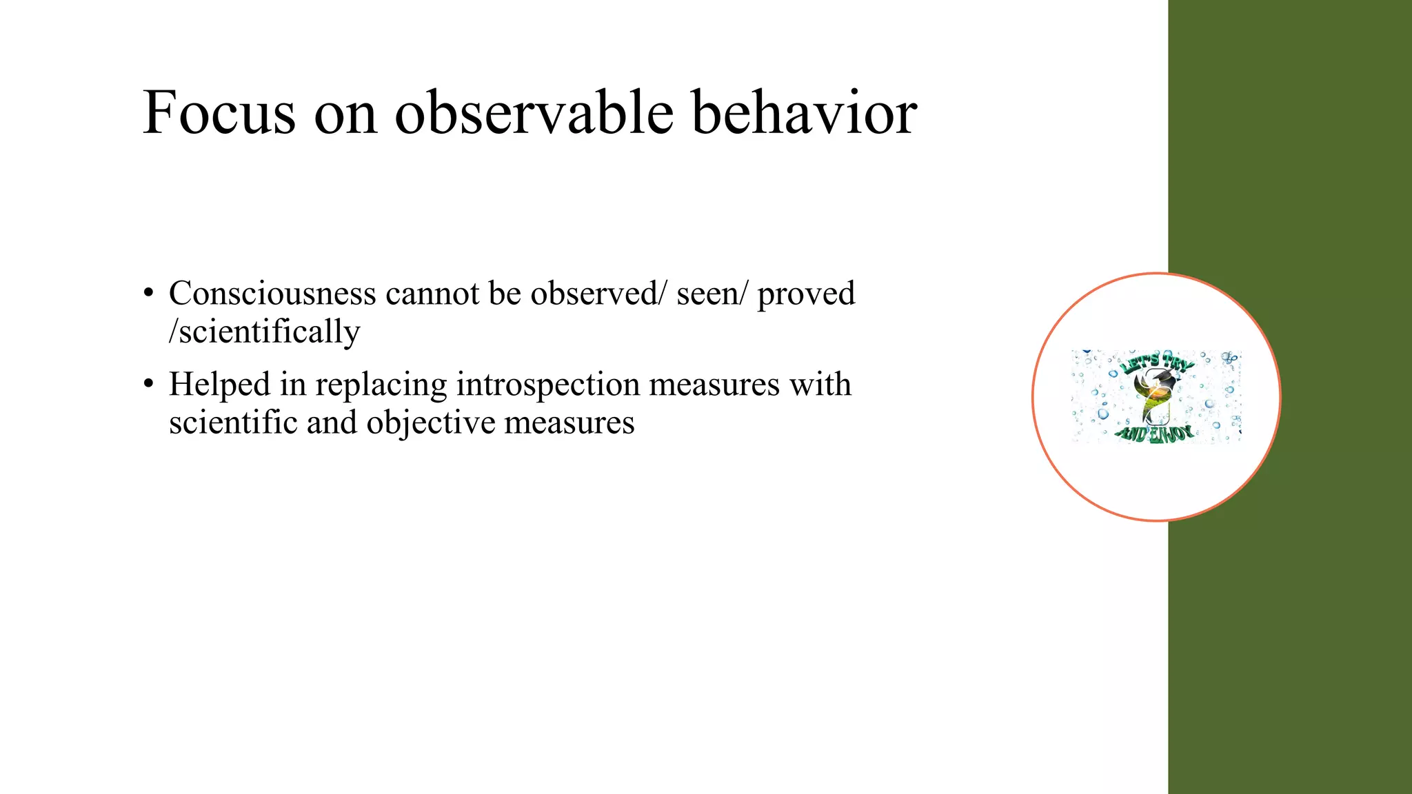 Behaviorism school of thought in psychology key points | PDF