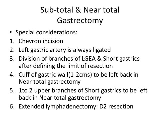 gastric resection, reconstruction and post gastrectomy syndromes