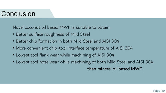 Vegetable Oil Based Minimum Quantity Lubrication (MQL) During Machining | PDF