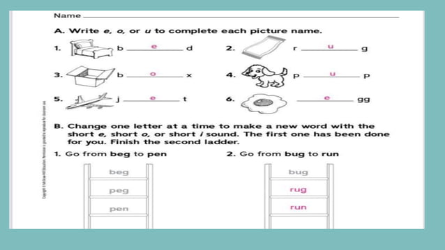 Gr. 2 Spelling short e, o, u, .pptx | Needlework | Arts and Crafts