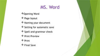 MS Word presentation for middle school students | PPTX
