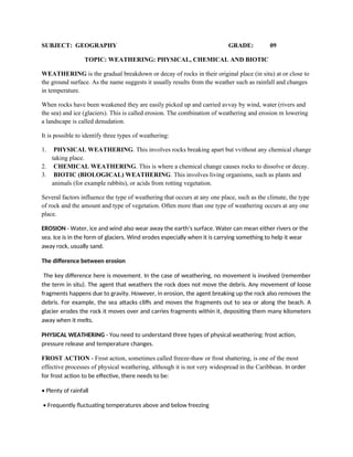geography Grade 09 Week 01 - Weathering.docx