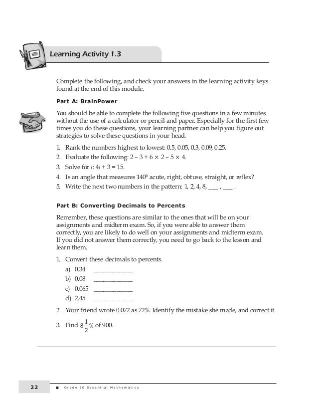 Grade 10 essential math