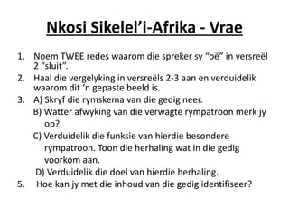 Gr 10 Gedig - Afrikaans. Nkosi sikelel' i-Afrika H.a Fagan PP.pptx