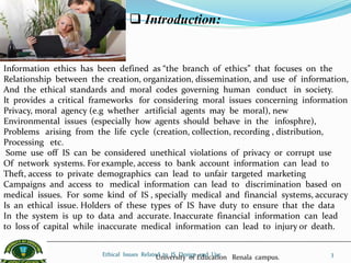 Ethical Issues related to Information System Design and Use | PPTX