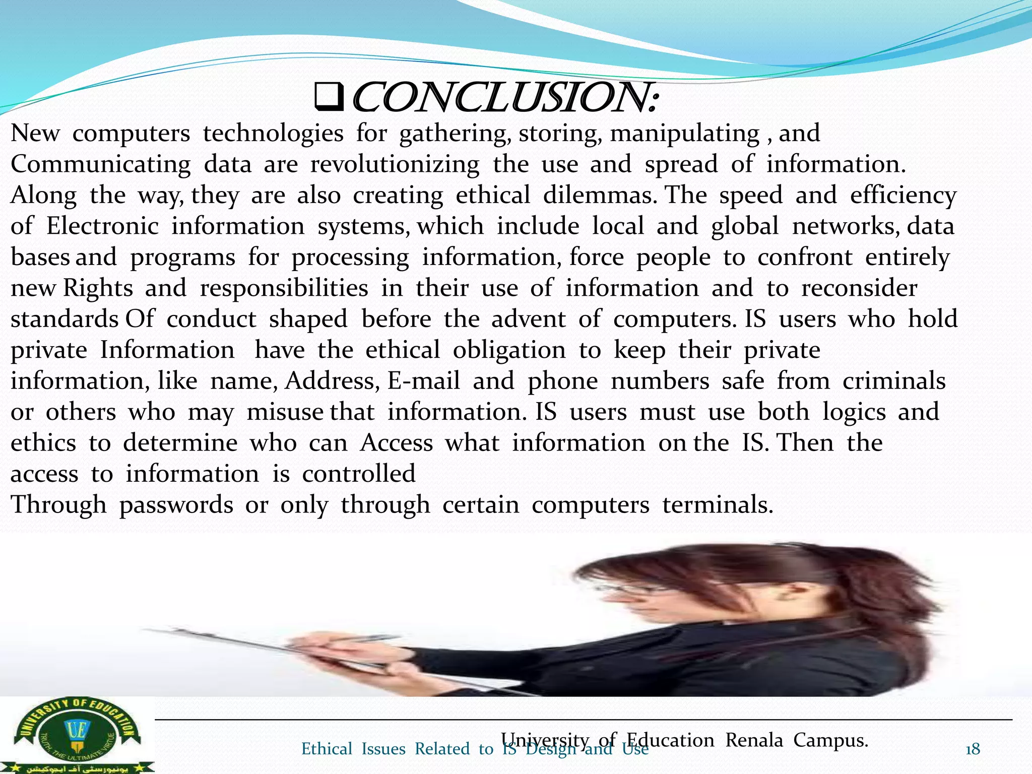 Ethical Issues related to Information System Design and Use | PPTX