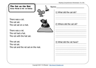 Cat Sat on the Mat .reading practice gr1 | PDF