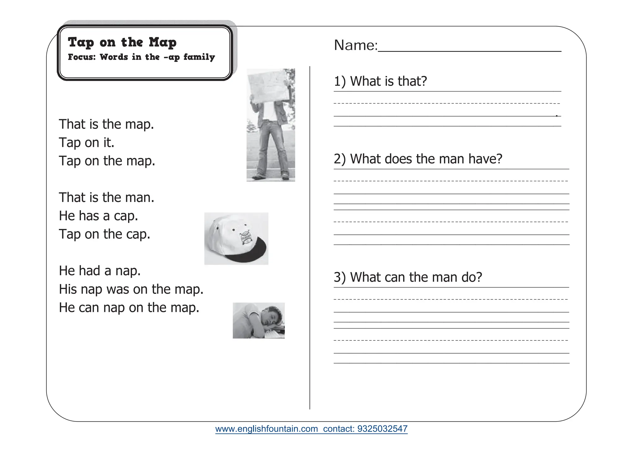 Grade 1 Tap on the Map comprehension worksheet | PDF