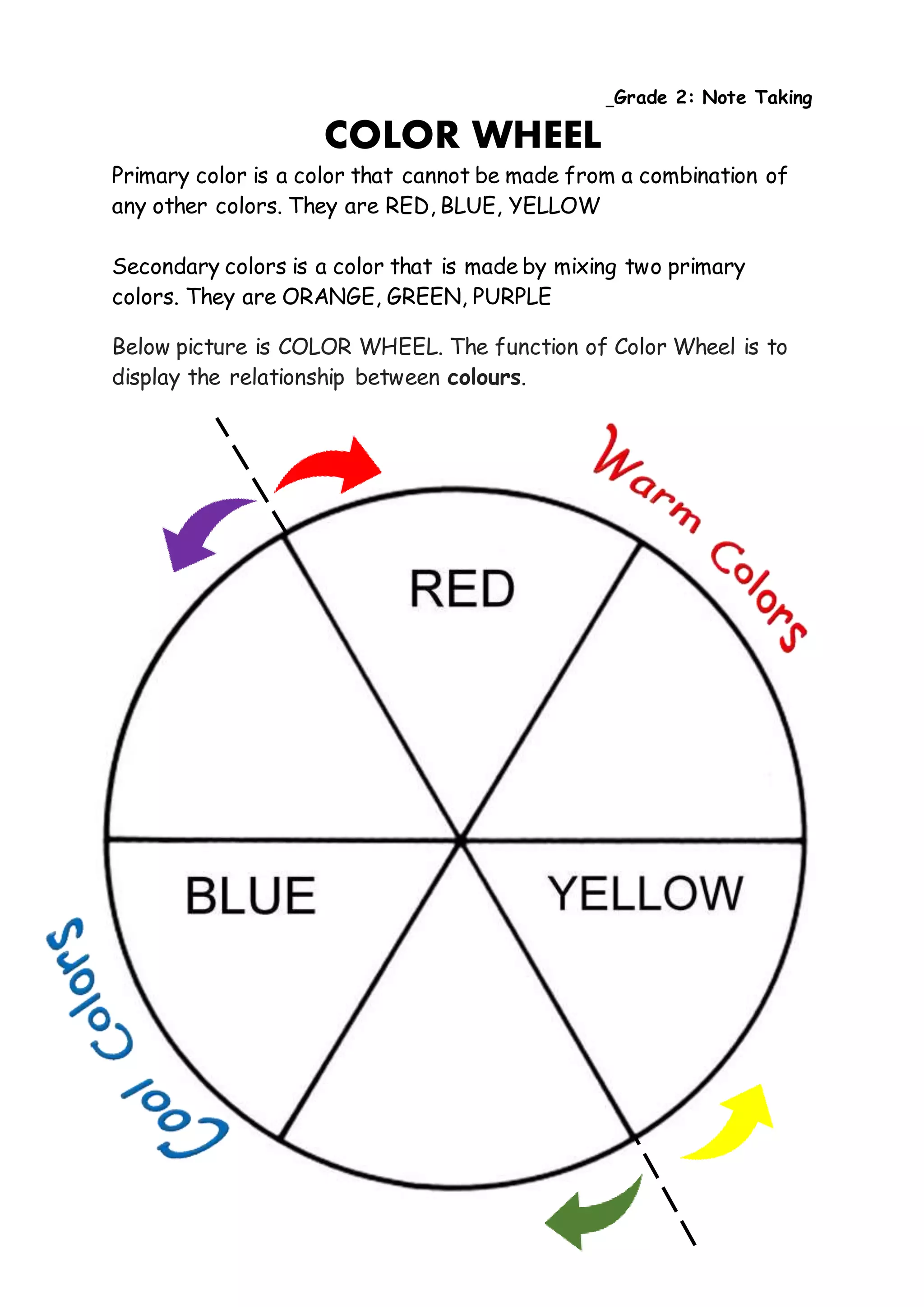 Gr 2 worksheet color wheel | DOCX