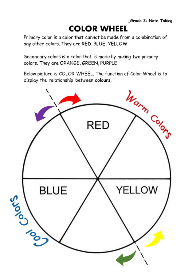 Gr 2 worksheet color wheel | DOCX