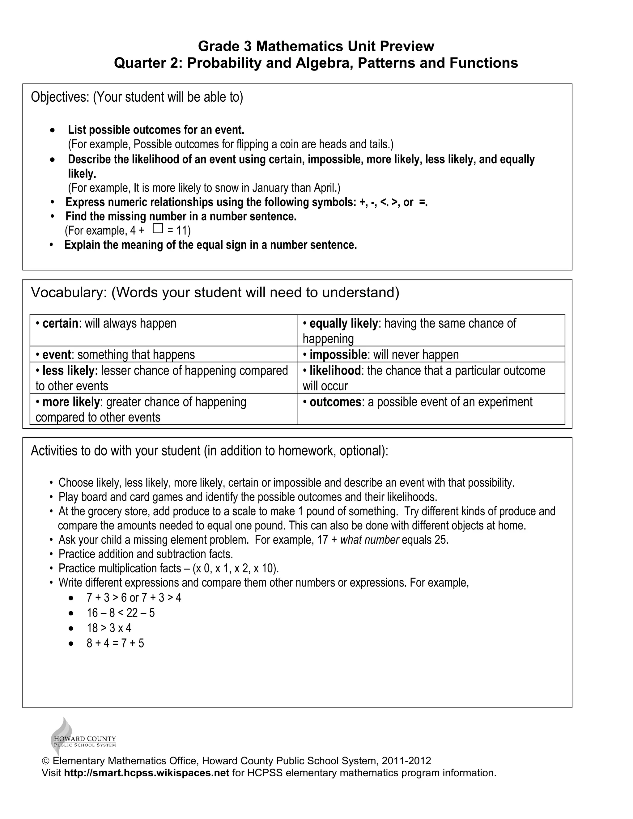 G3 Probability/Algebra Preview | DOC