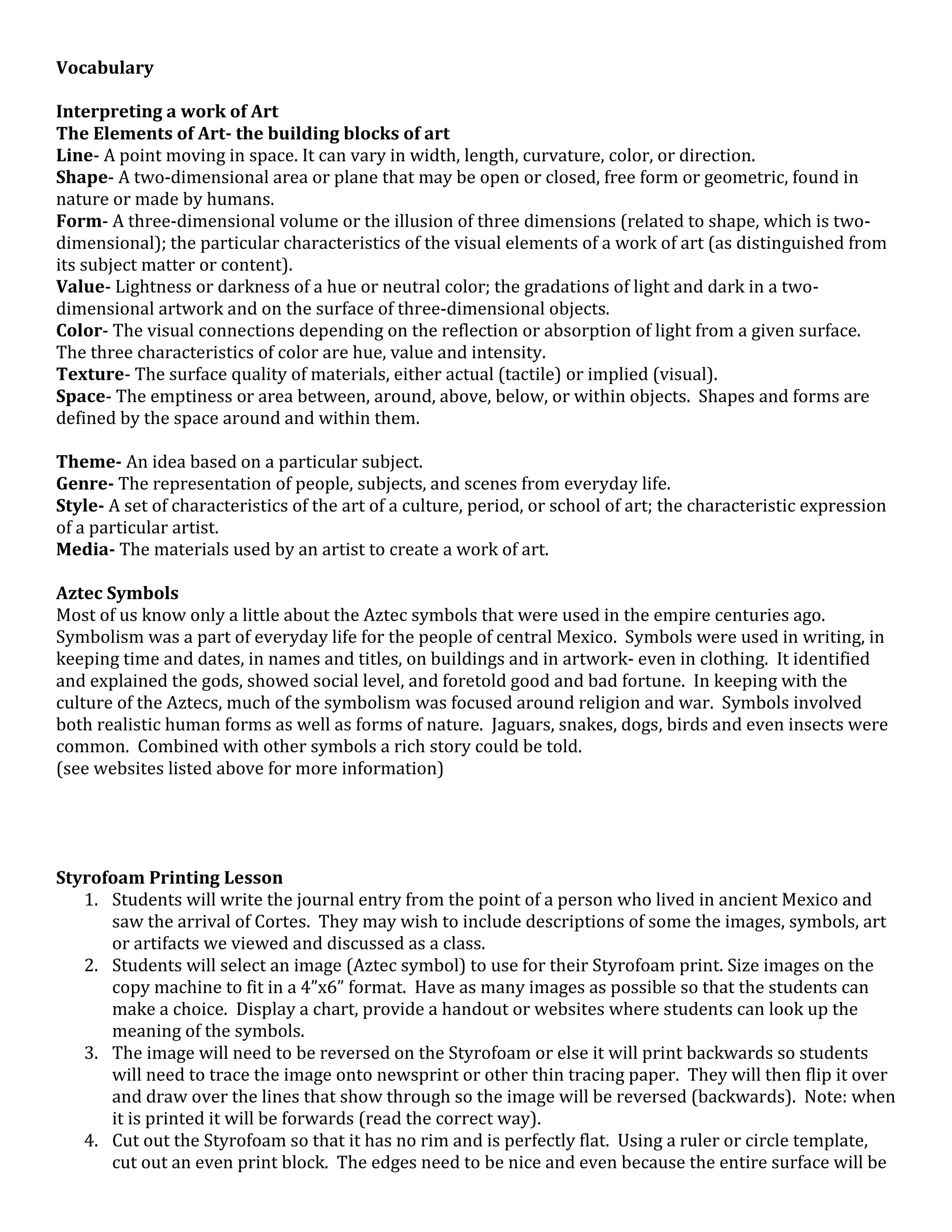 Gr 6 lesson 2 visual art | DOCX