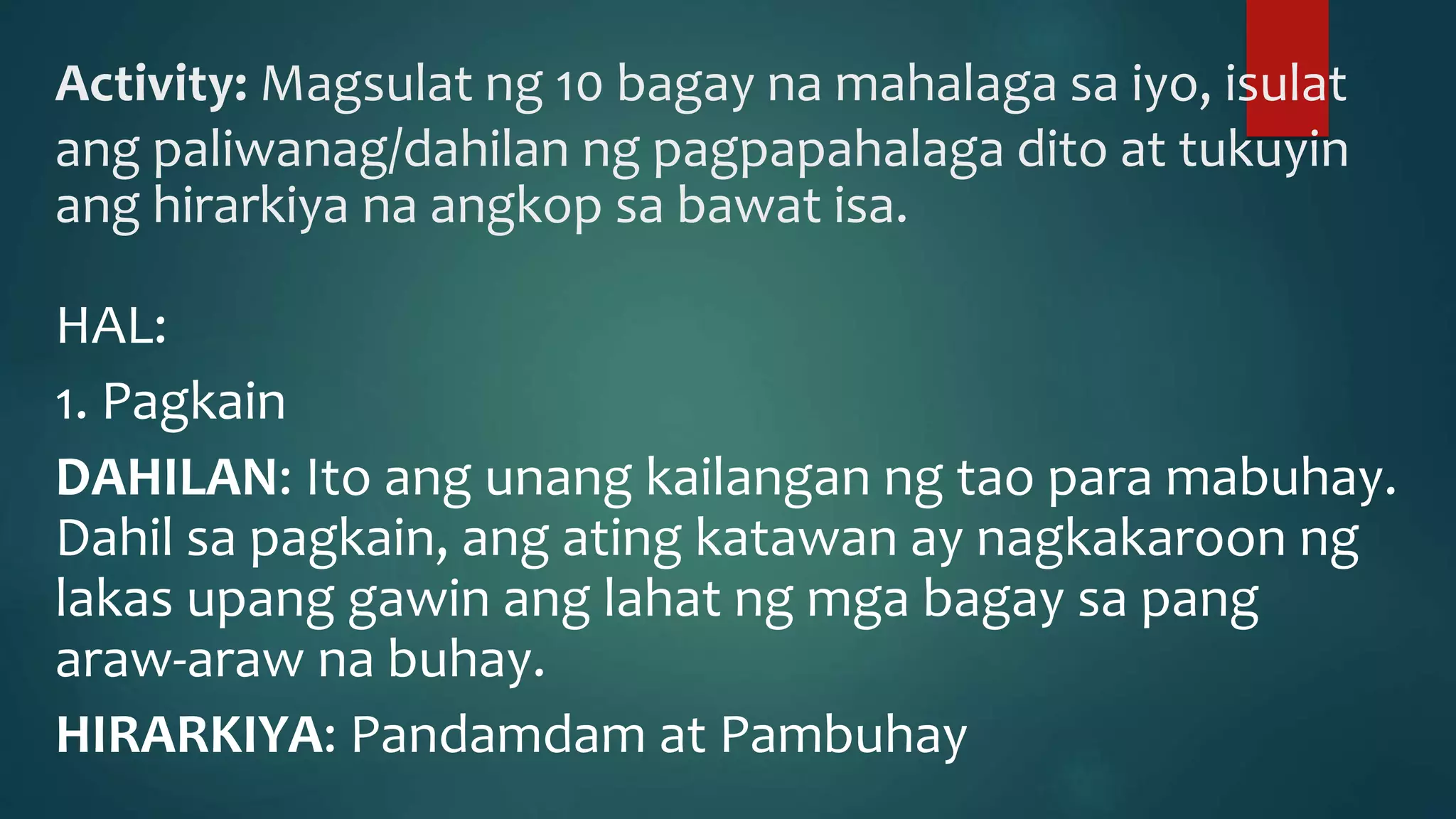 ESP 7 Modyul10 Hirarkiya ng Pagpapahalaga | PPTX