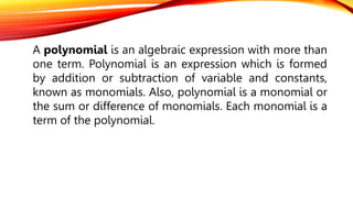 GRADE 7 Algebraic Expressions PowerPoint | PPTX