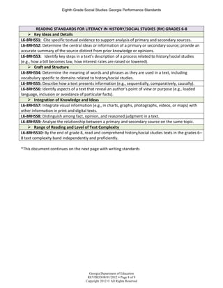 Eighth Grade Social Studies Standards | PDF