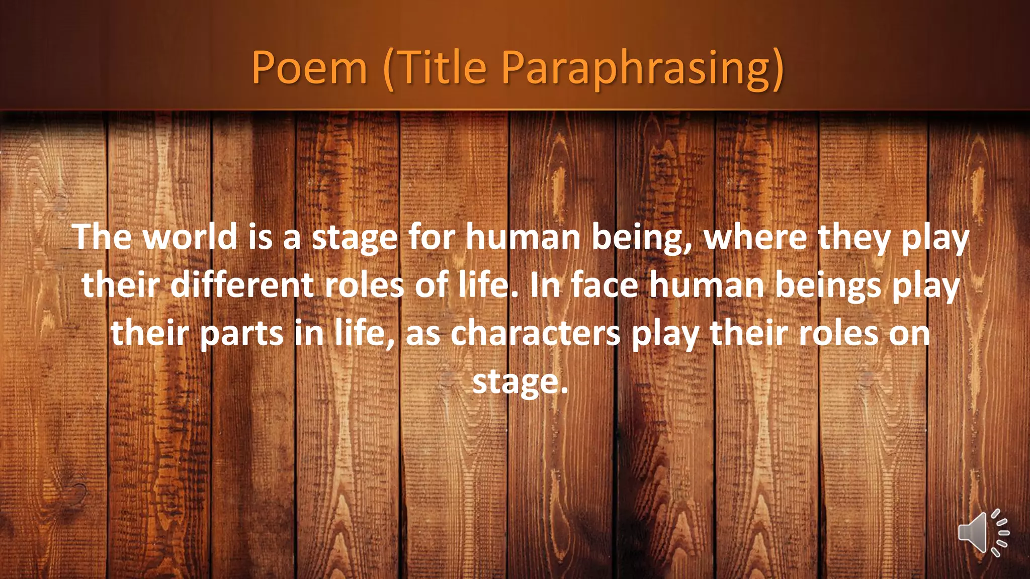 All The World is a Stage (poetry analysis) | PDF