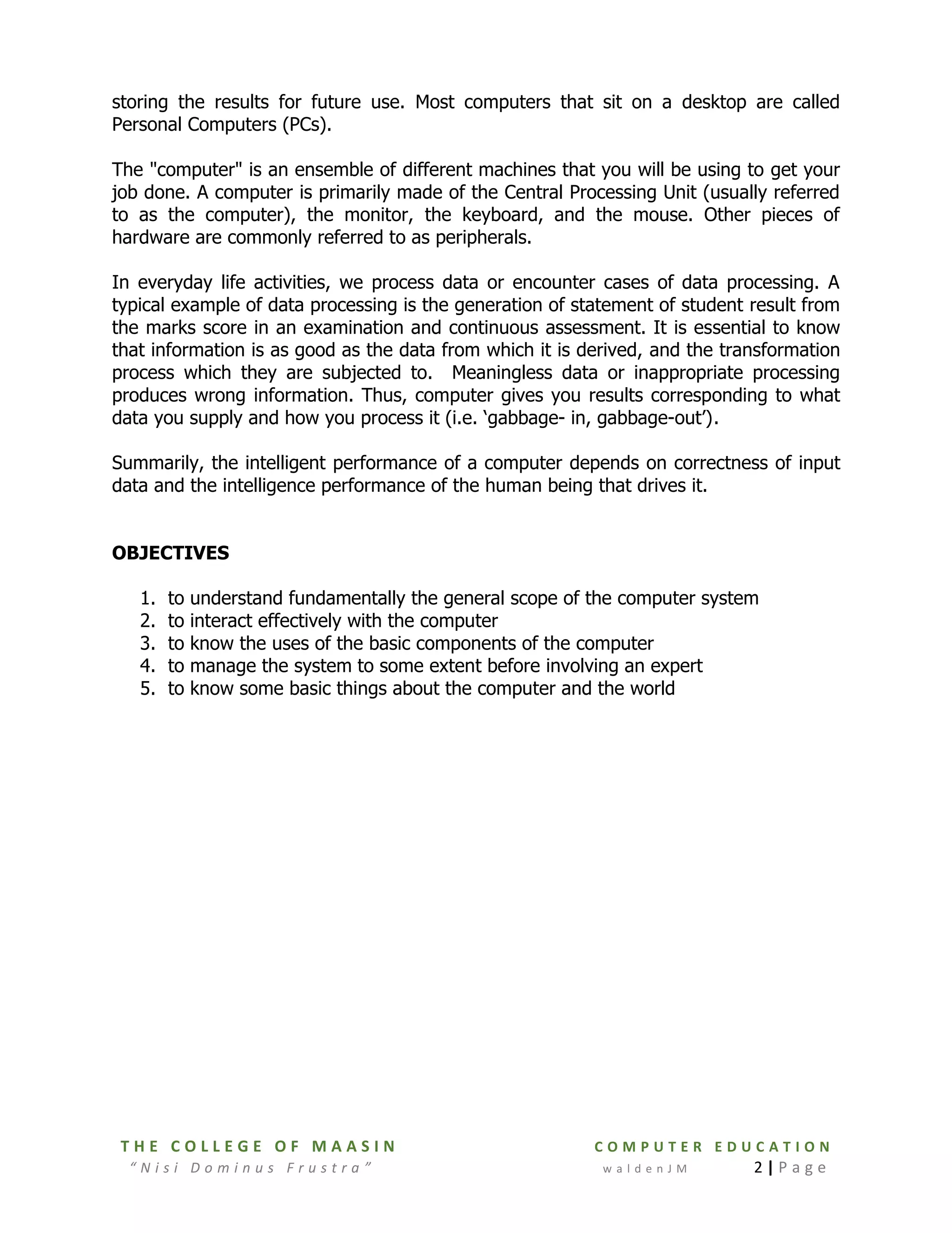 Fundamentals of Computer | PDF