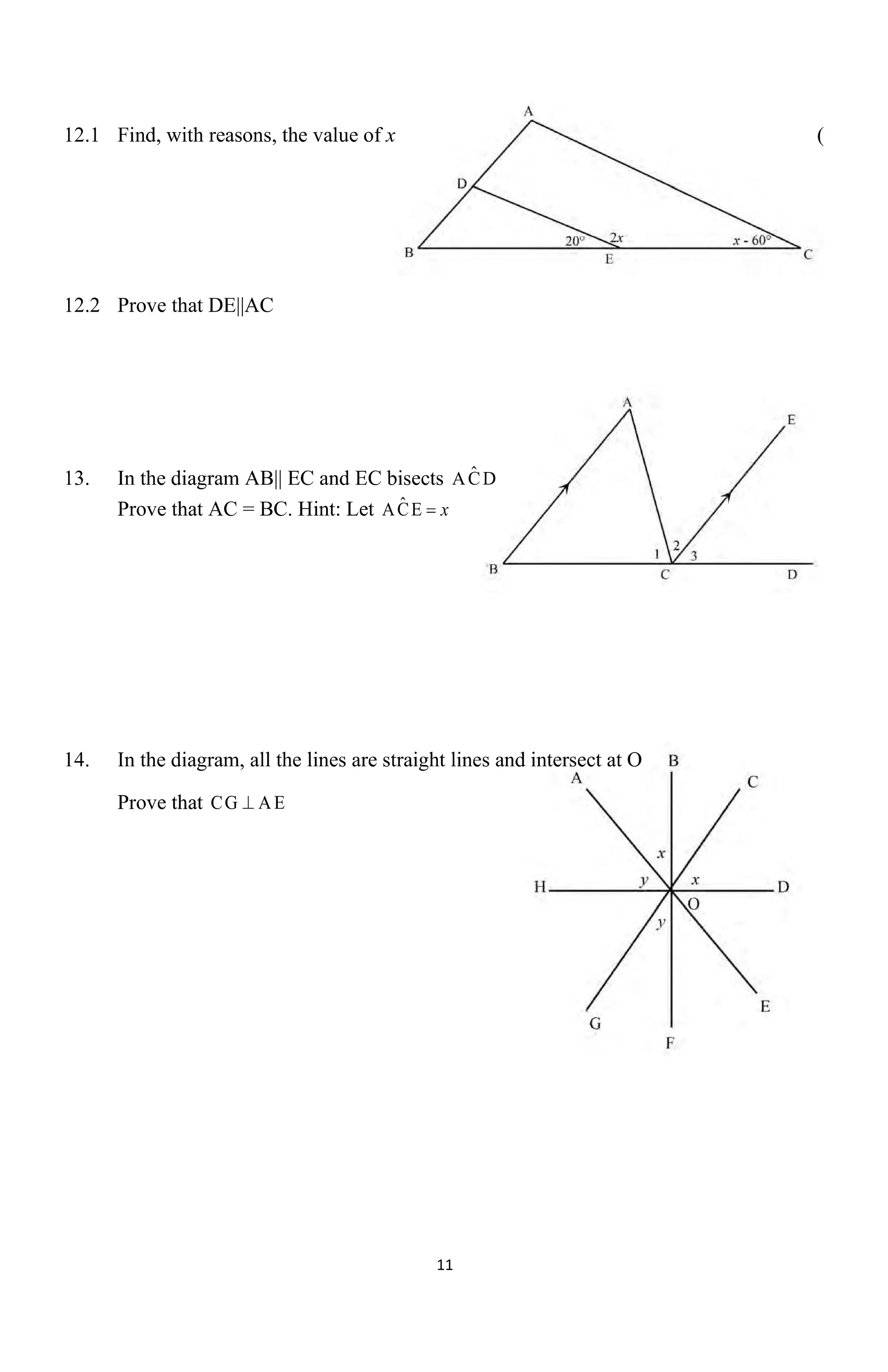 gr9 geometry of straight lines practice paper | PDF