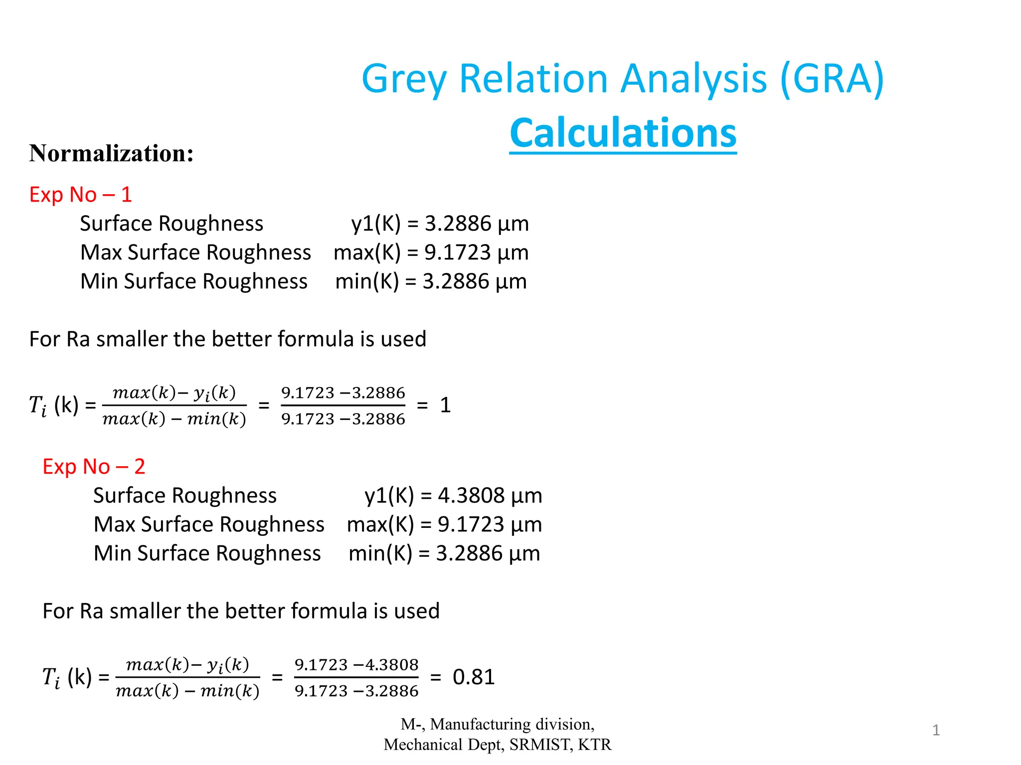 Grey Relational Analysis Of Multi Objective Problem Pptx