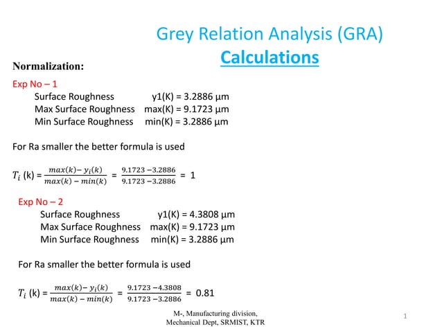 grey relational analysis of Multi objective problem | PPTX