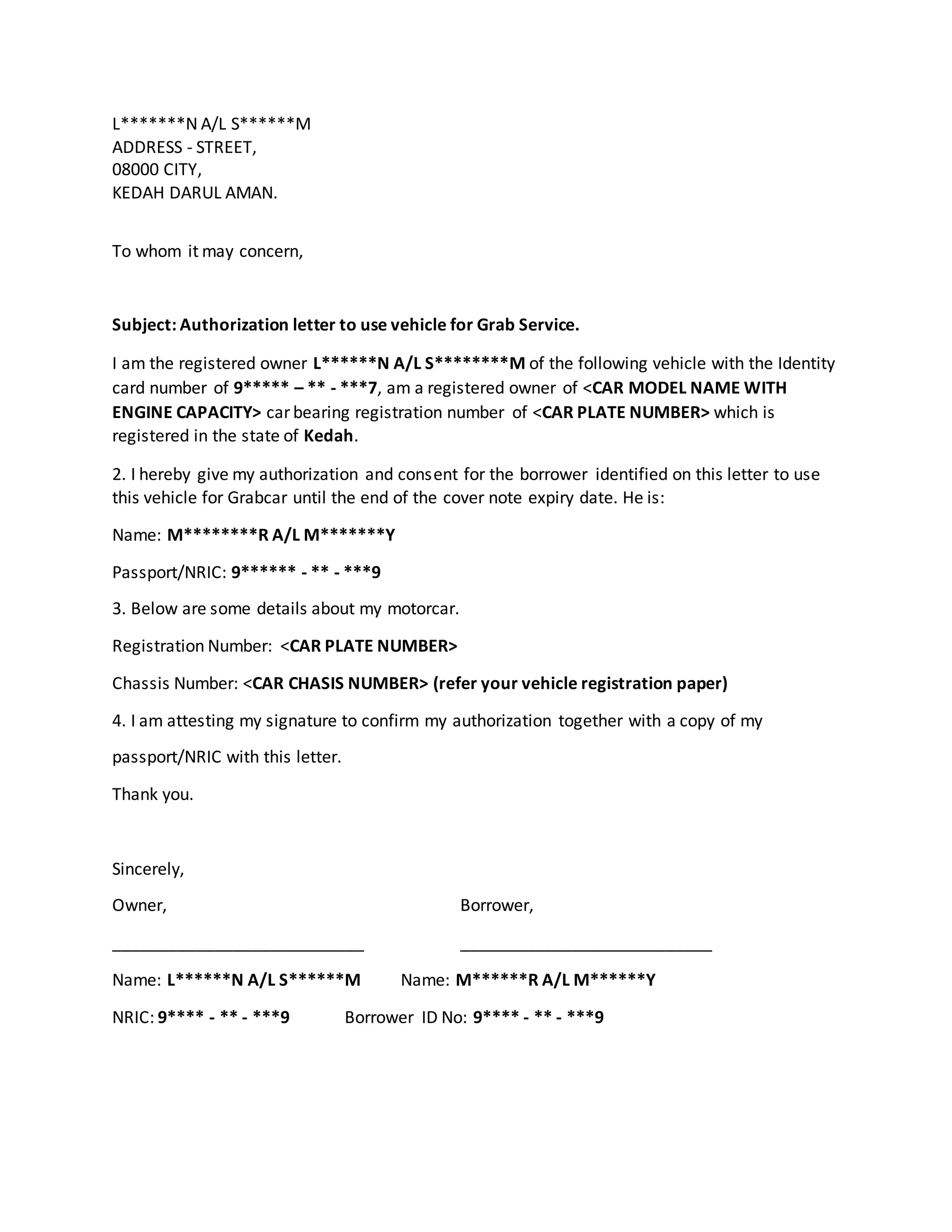 Grab Concent letter - GRAB SUPPORT LETTER - GRAB 2019 | DOCX