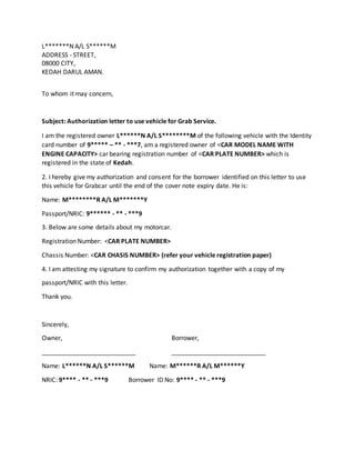 Grab Concent letter - GRAB SUPPORT LETTER - GRAB 2019 | DOCX