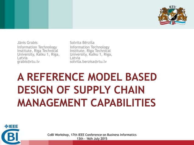 A Reference Model Based Design of Supply Chain Management Capabilities ...