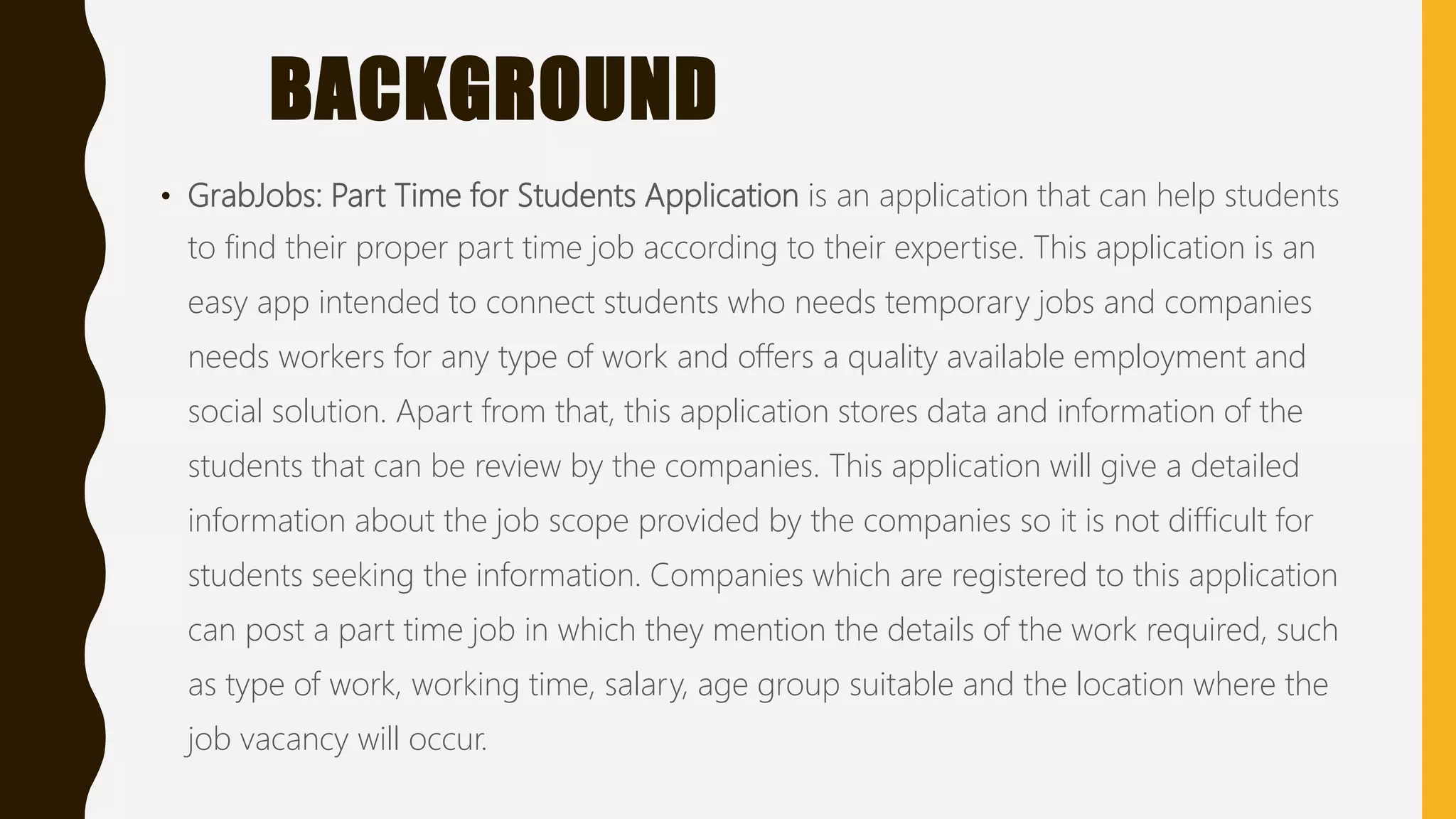 GrabJobs mobile application slide | PPTX