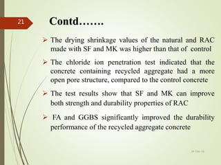 GREEN RECYCLED AGGREGATE CONCRETE (GRAC) | PPTX | Civil Engineering ...